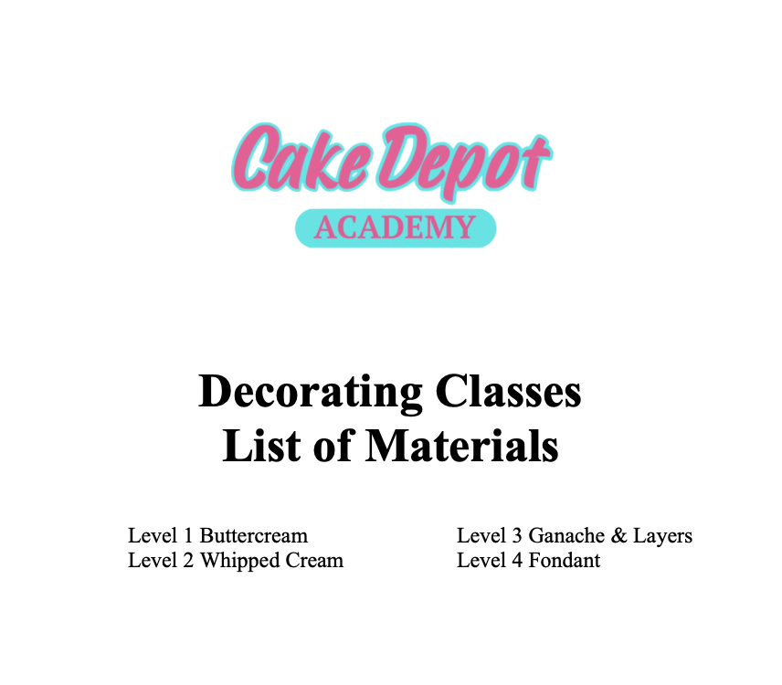 Cake Decorating Classes - List of Materials | Cake Depot